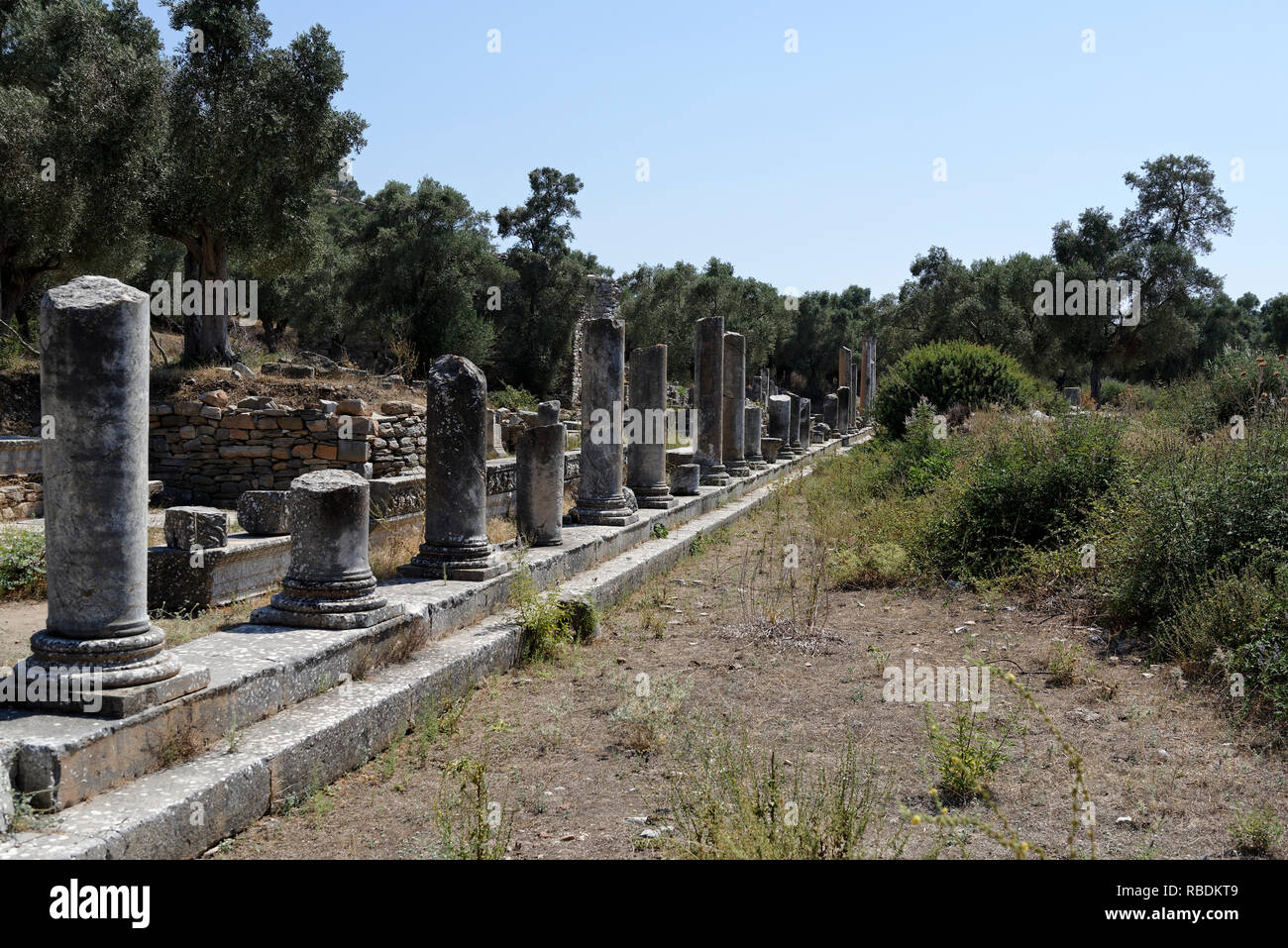 View from the North of the Agora East side portico stoas, ancient Greek ...