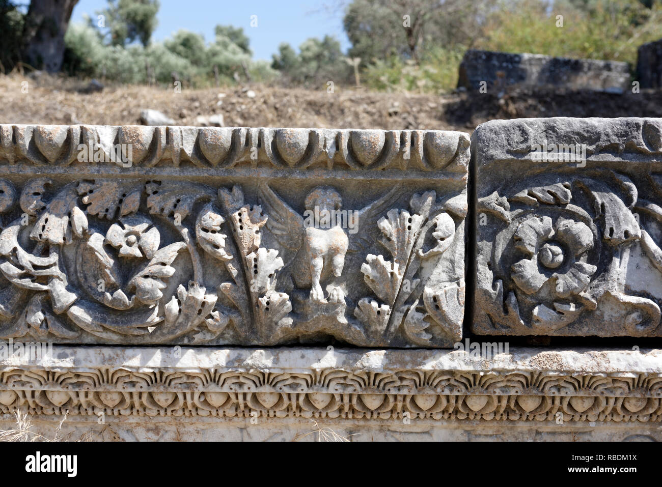 Section of the Agora portico long narrow band of sculpture that runs ...