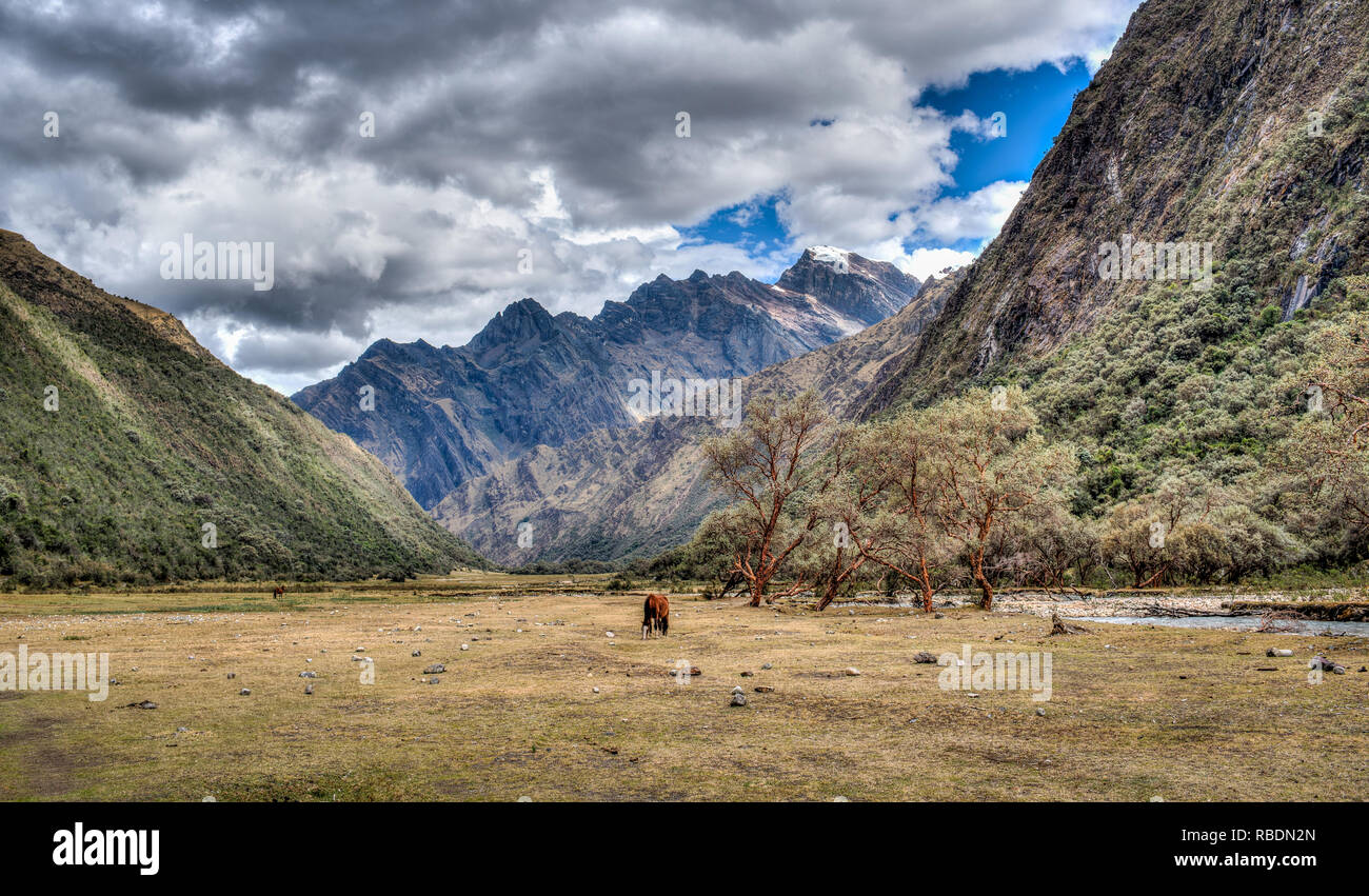 The Cordillera Blanca seen during the Santa Cruz Trek in Peru Stock ...
