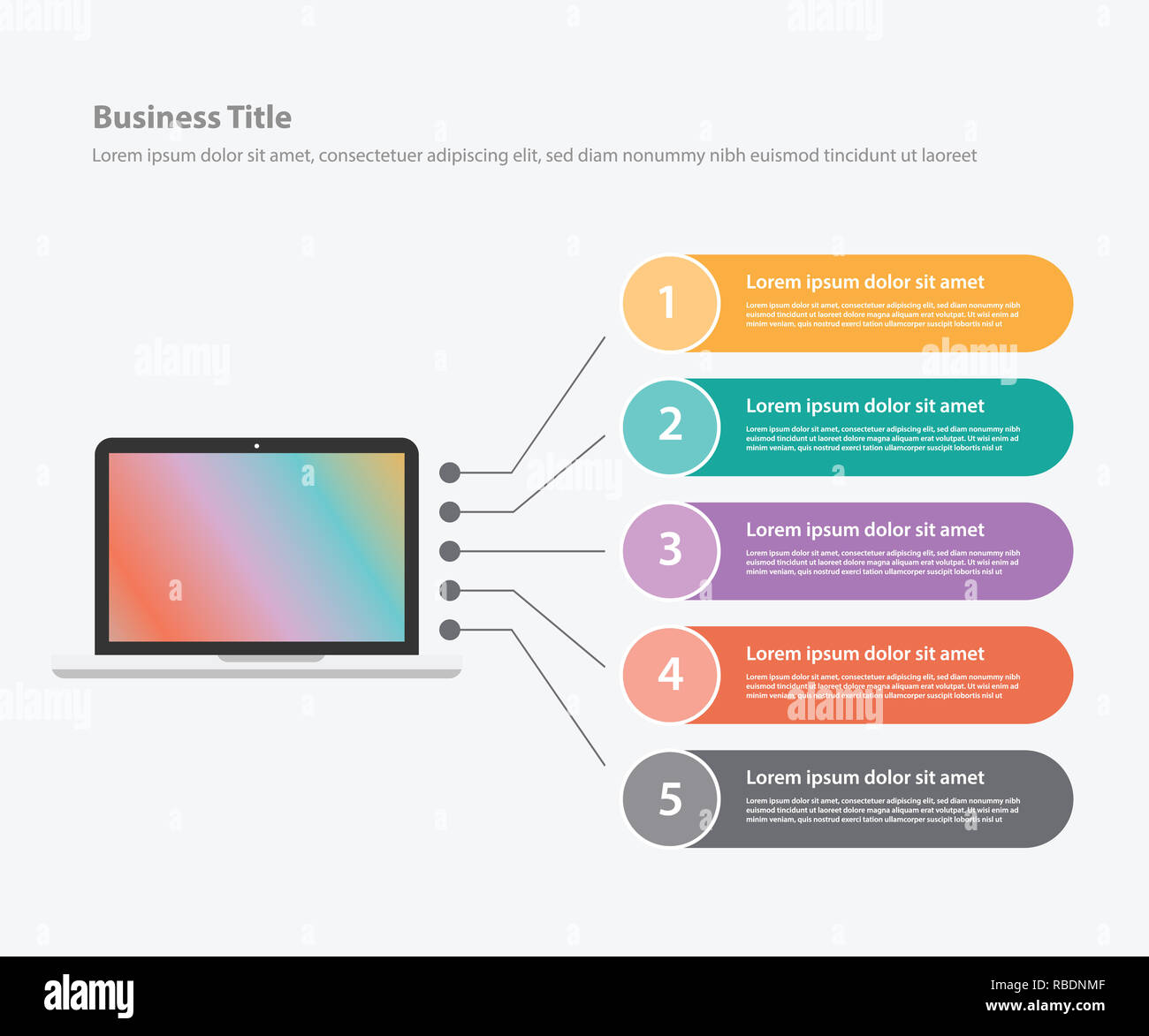 laptop computer infographic with list of detail explanation template ...