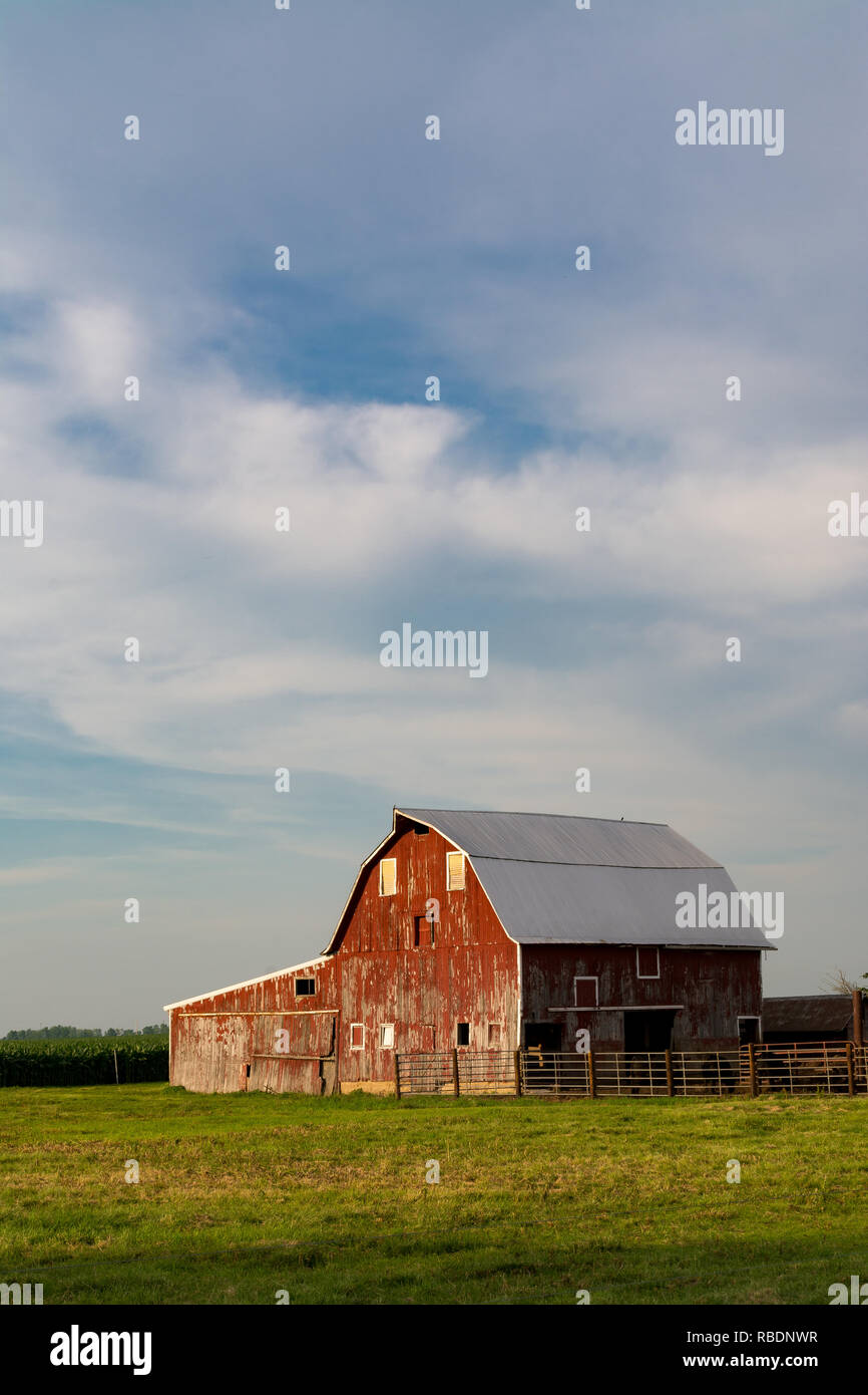 Midwestern barn in the afternoon light. LaSalle County, Illinois, USA ...