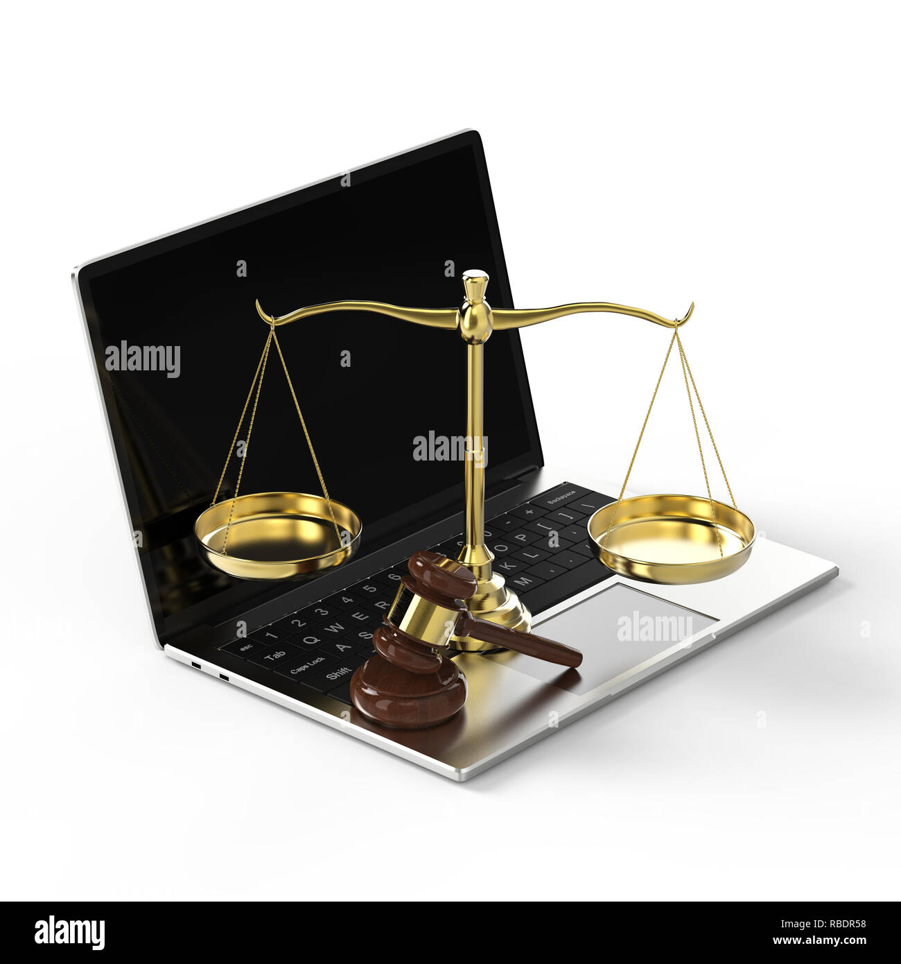 Cyber law or internet law concept with 3d rendering law scale with ...