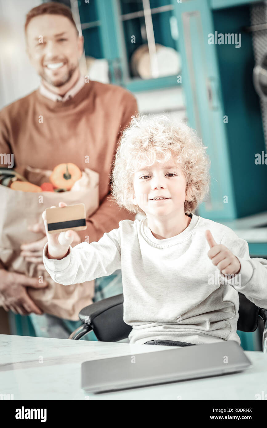 Feeling delight. Silhouette of pleased man that keeping smile on his ...