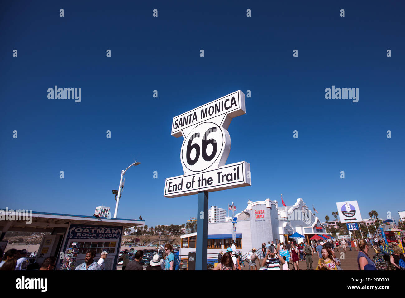 Santa monica pier sign route 66 hi-res stock photography and images - Alamy