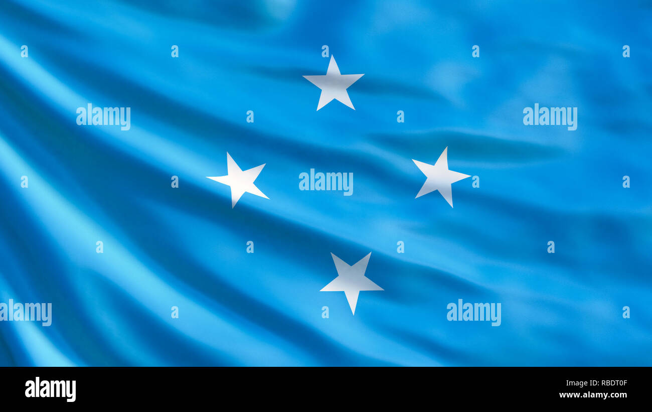 Micronesia flag. Waving flag of Micronesia 3d illustration. Palikir ...