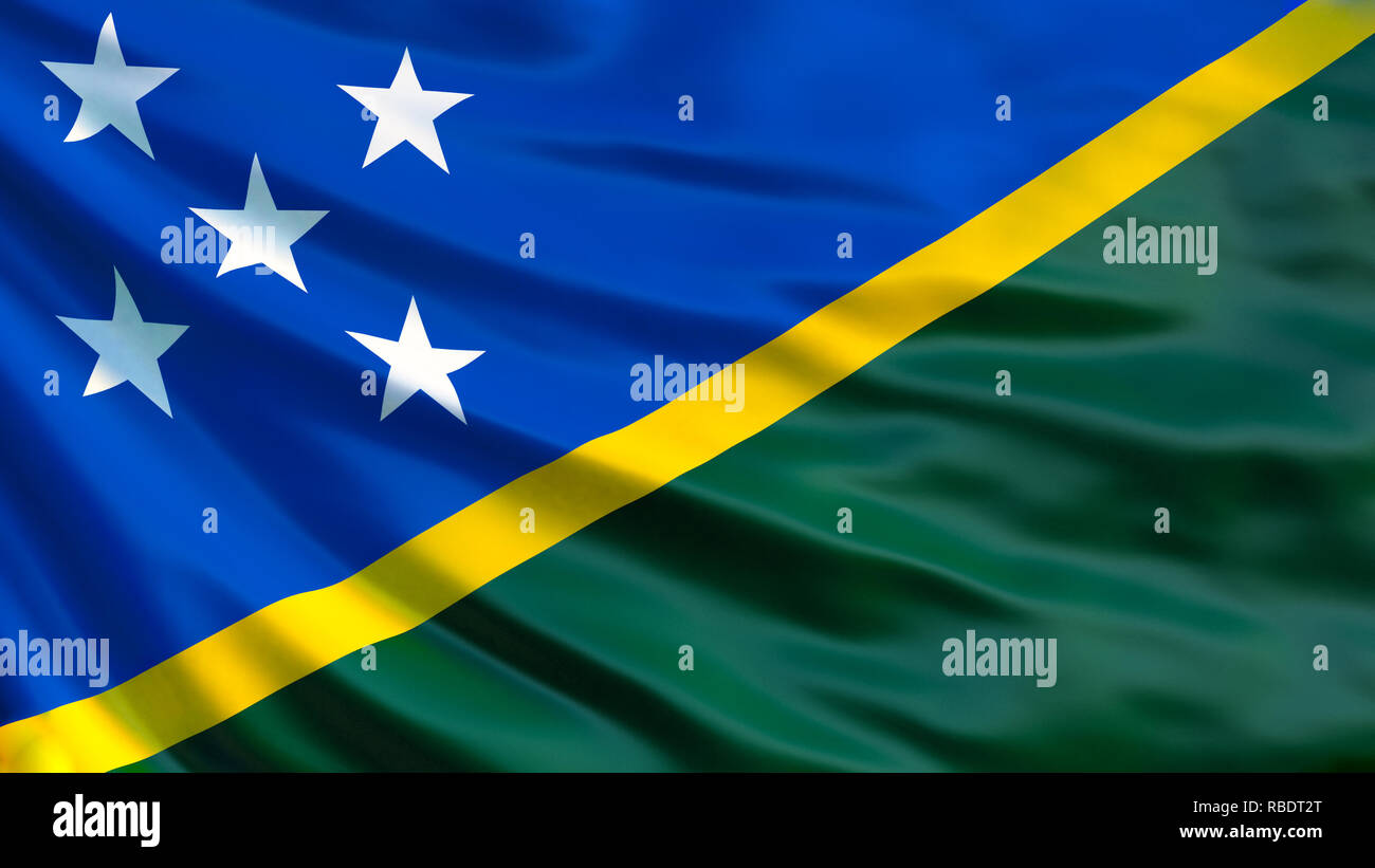 Solomon Islands flag. Waving flag of Solomon Islands 3d illustration ...
