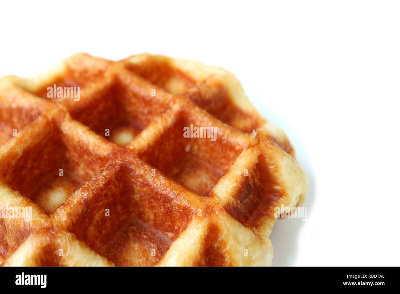 Closed up a Mouthwatering Belgian Waffle Isolated on White Background ...