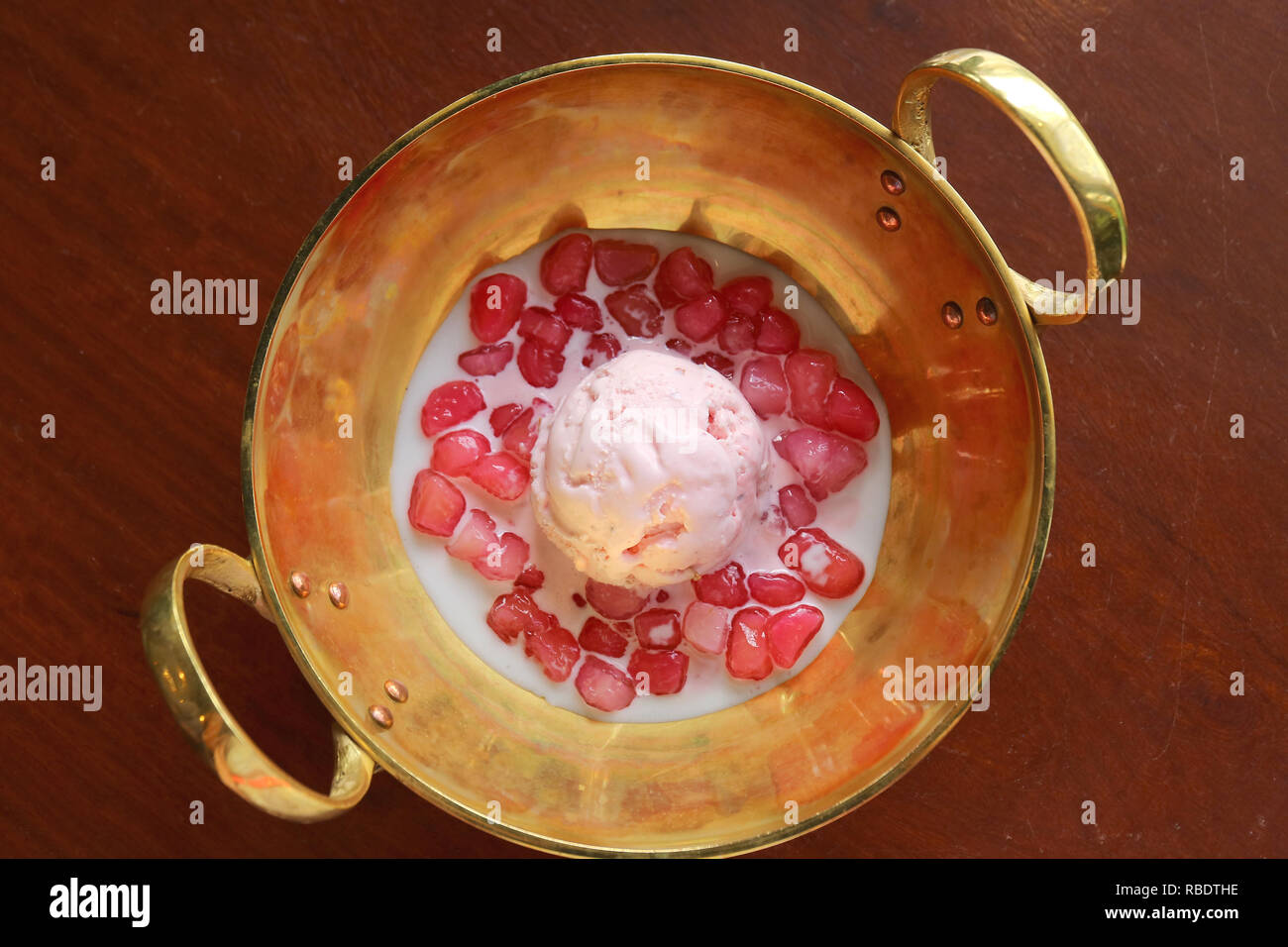 Top view of Tub Tim Grob (Tapioca flour coated chopped water chestnuts ...