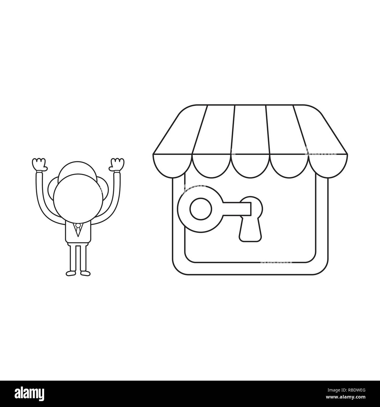 Vector illustration concept of businessman character lock or unlock ...