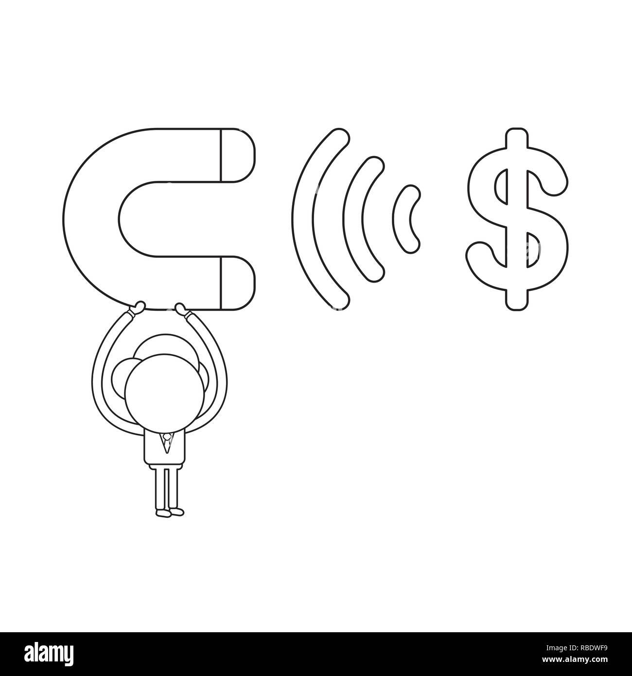 Vector illustration concept of businessman character holding up magnet ...
