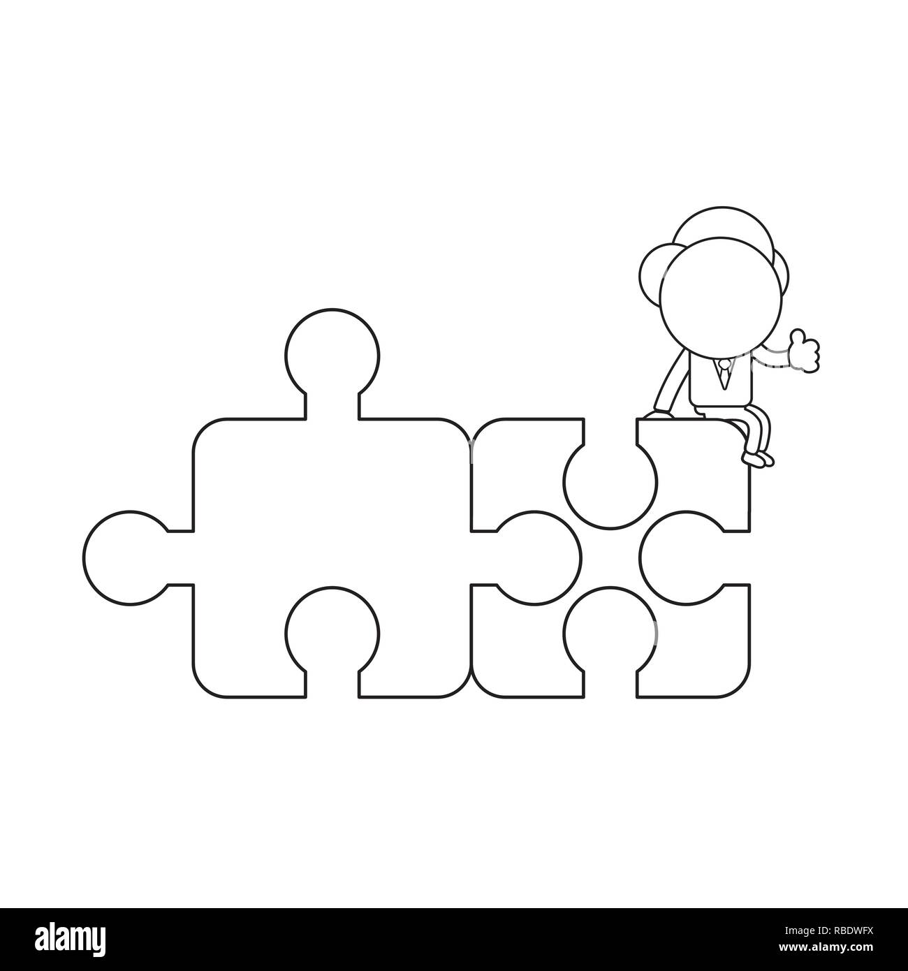 Vector illustration concept of businessman character sitting on two ...