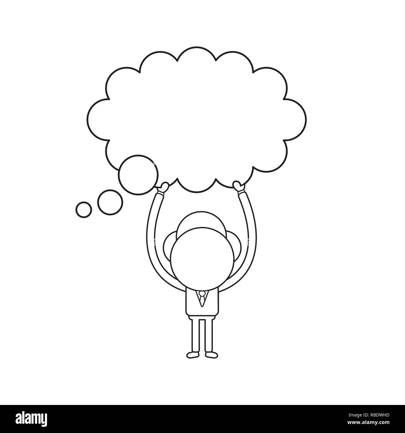 Vector illustration concept of businessman character holding up blank ...