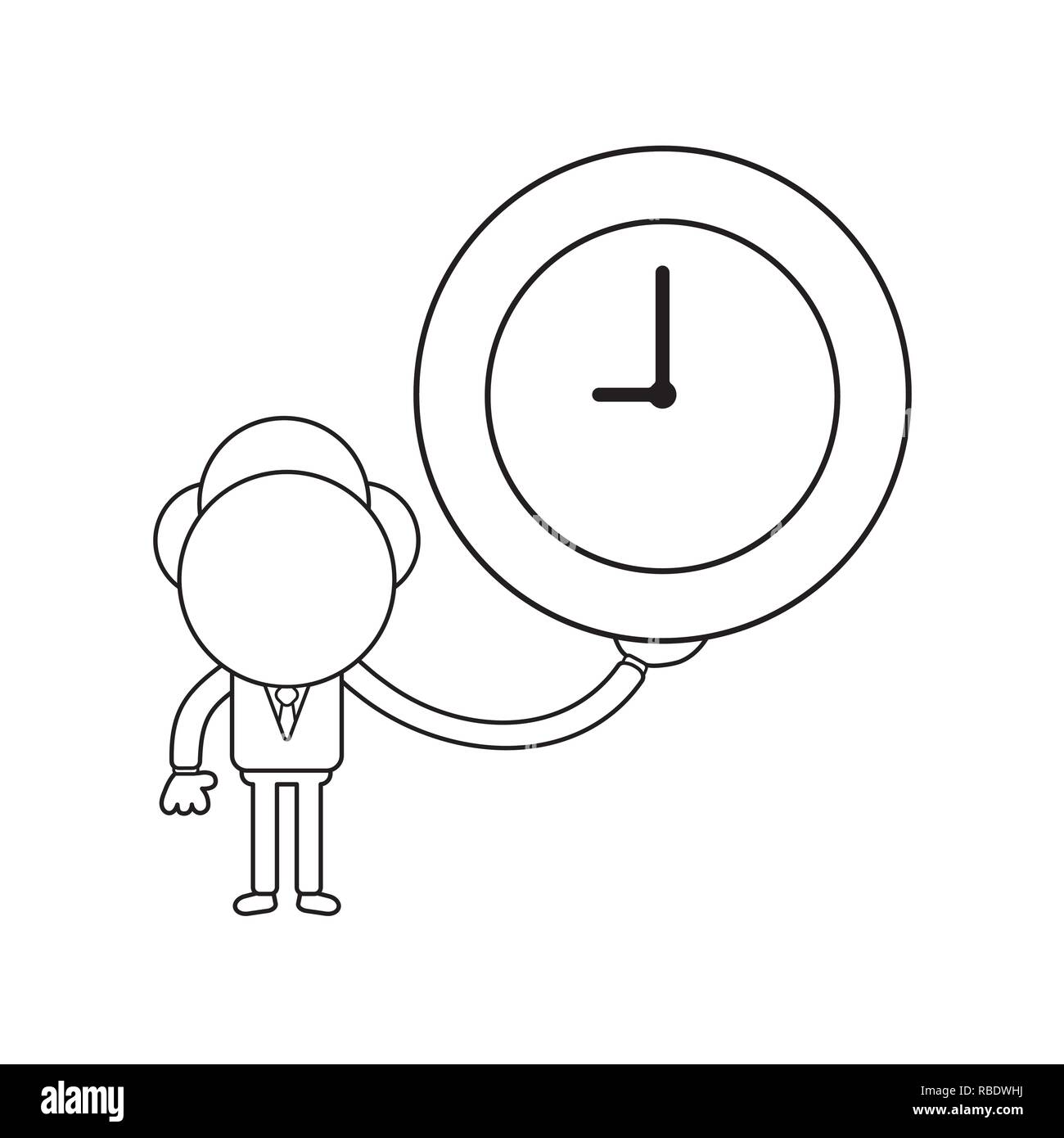 Vector illustration concept of businessman character holding clock ...