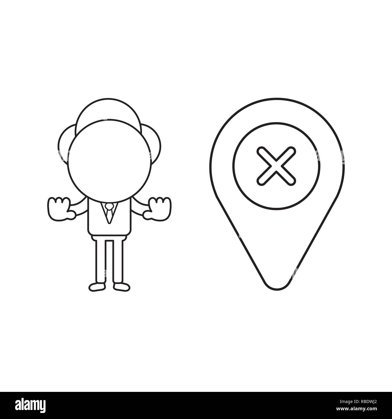 Vector illustration concept of businessman character with map pointer ...