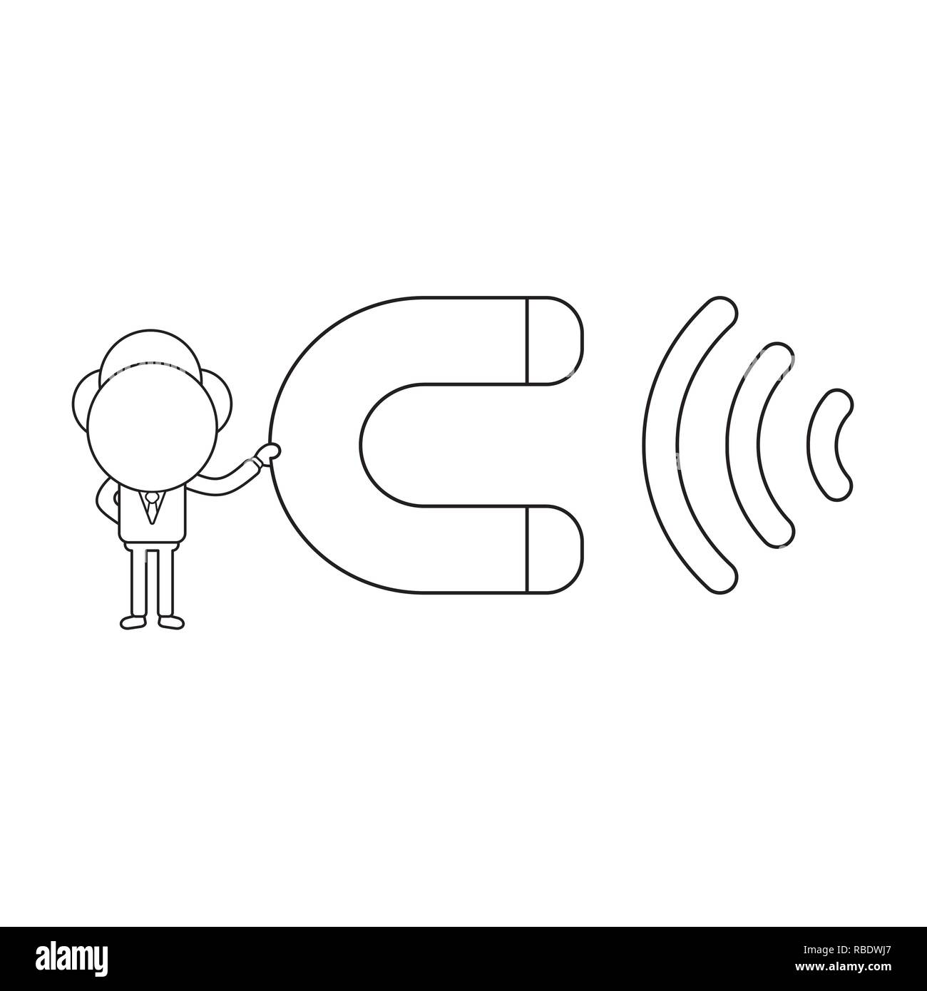 Vector illustration concept of businessman character holding magnet ...