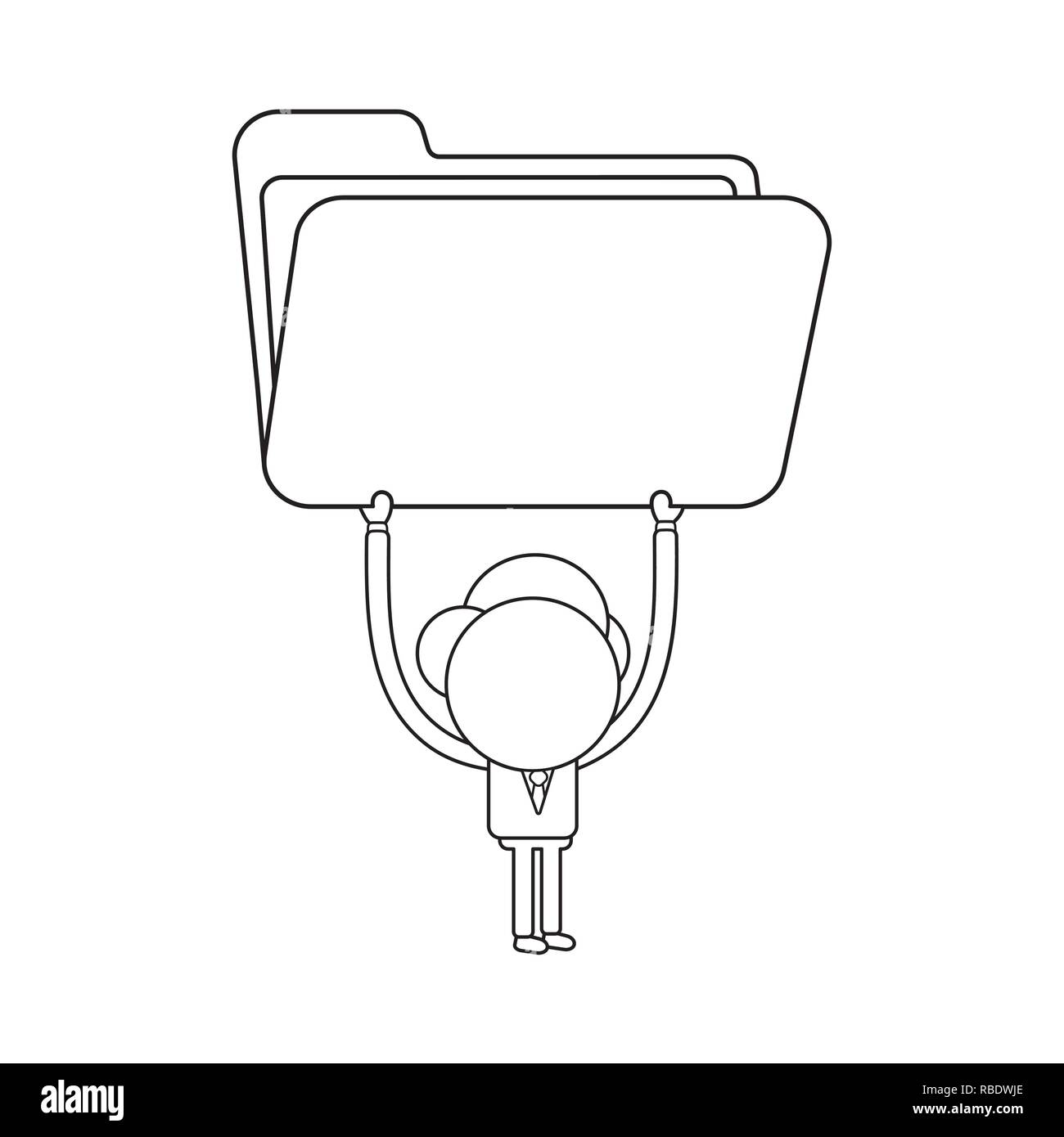 Vector illustration concept of businessman character holding up opened ...