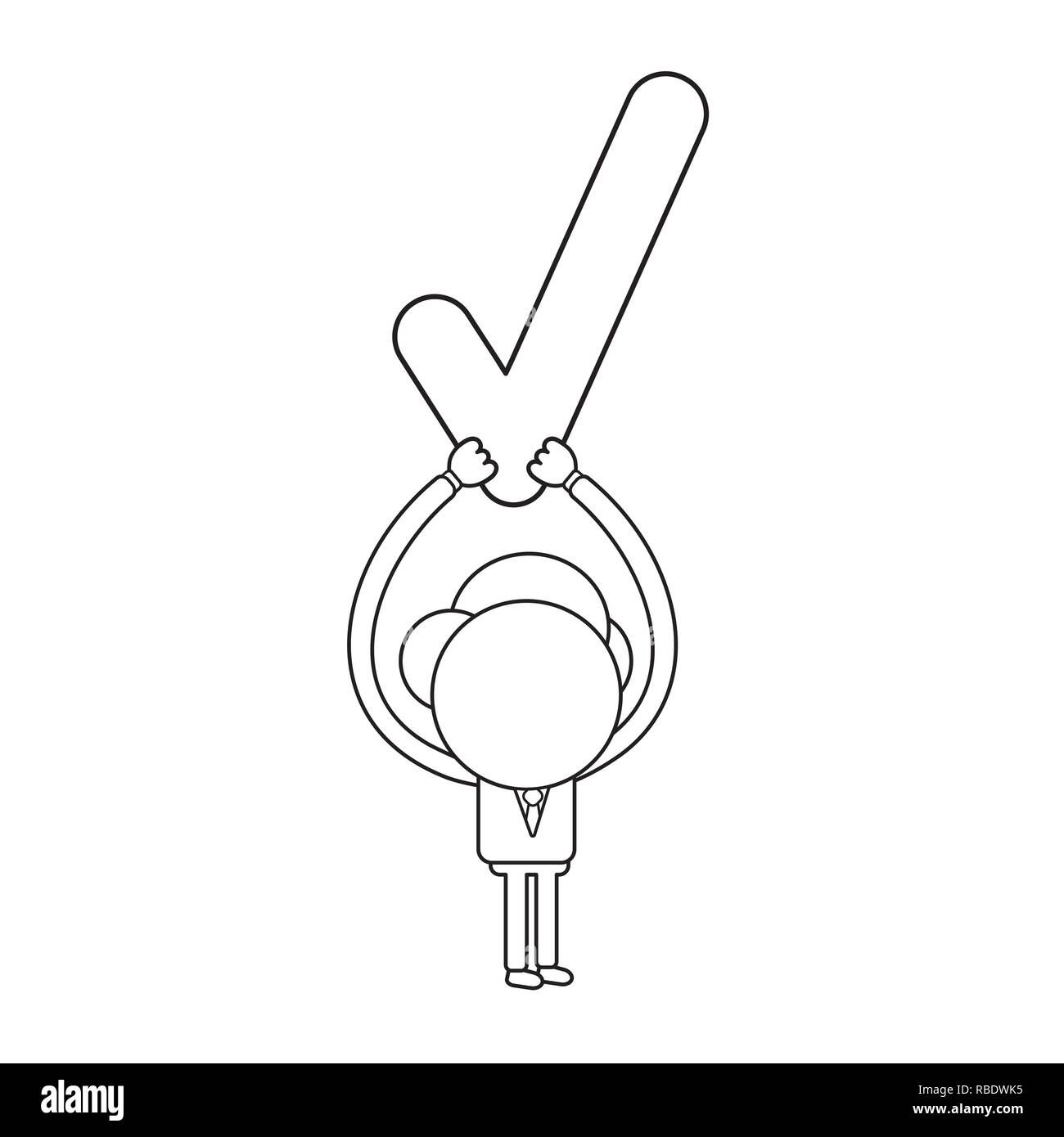 Vector illustration concept of businessman character holding up check ...