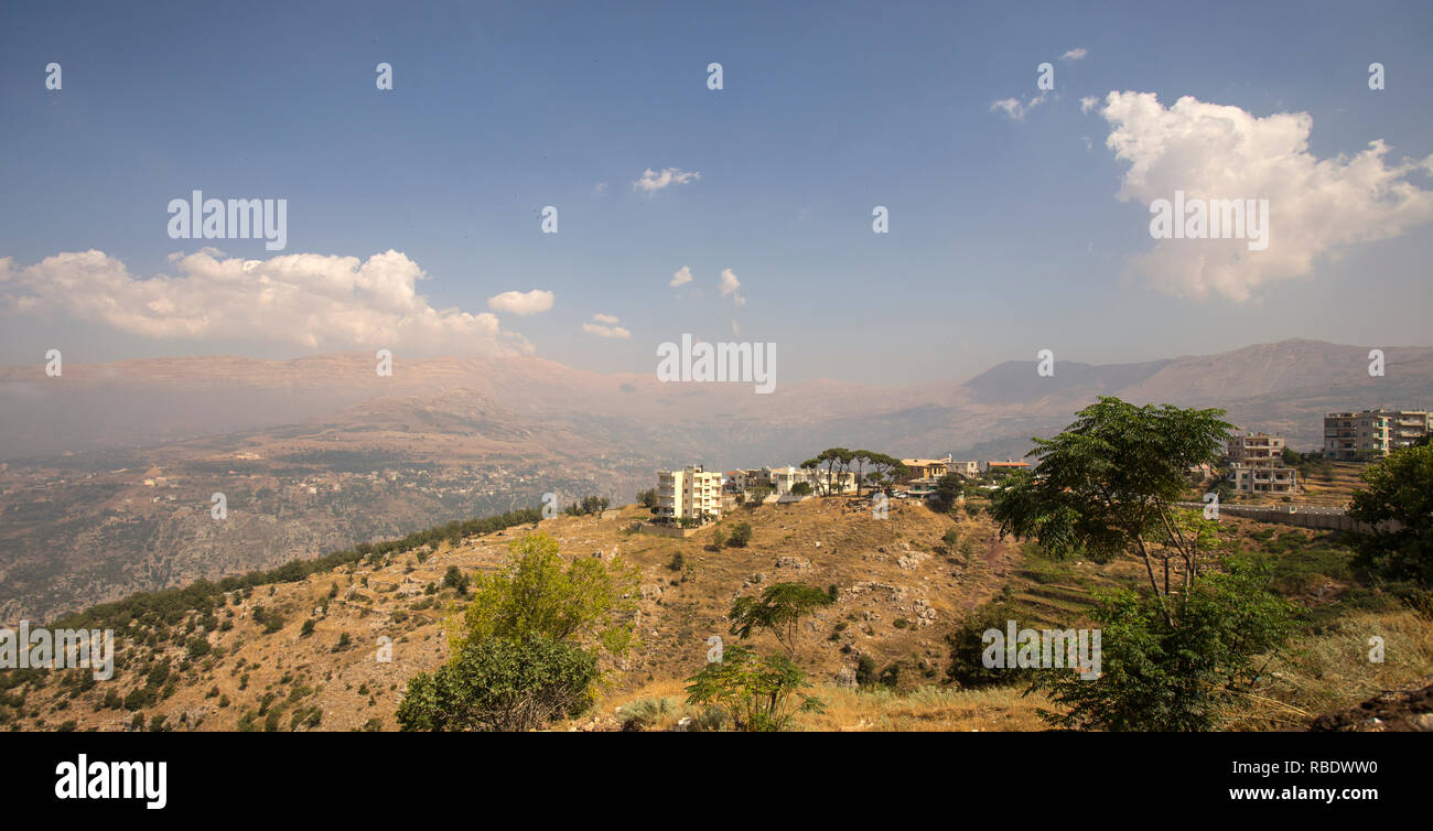 Landscape of Lebanon with mountain villages and Cedars near Bcharre ...