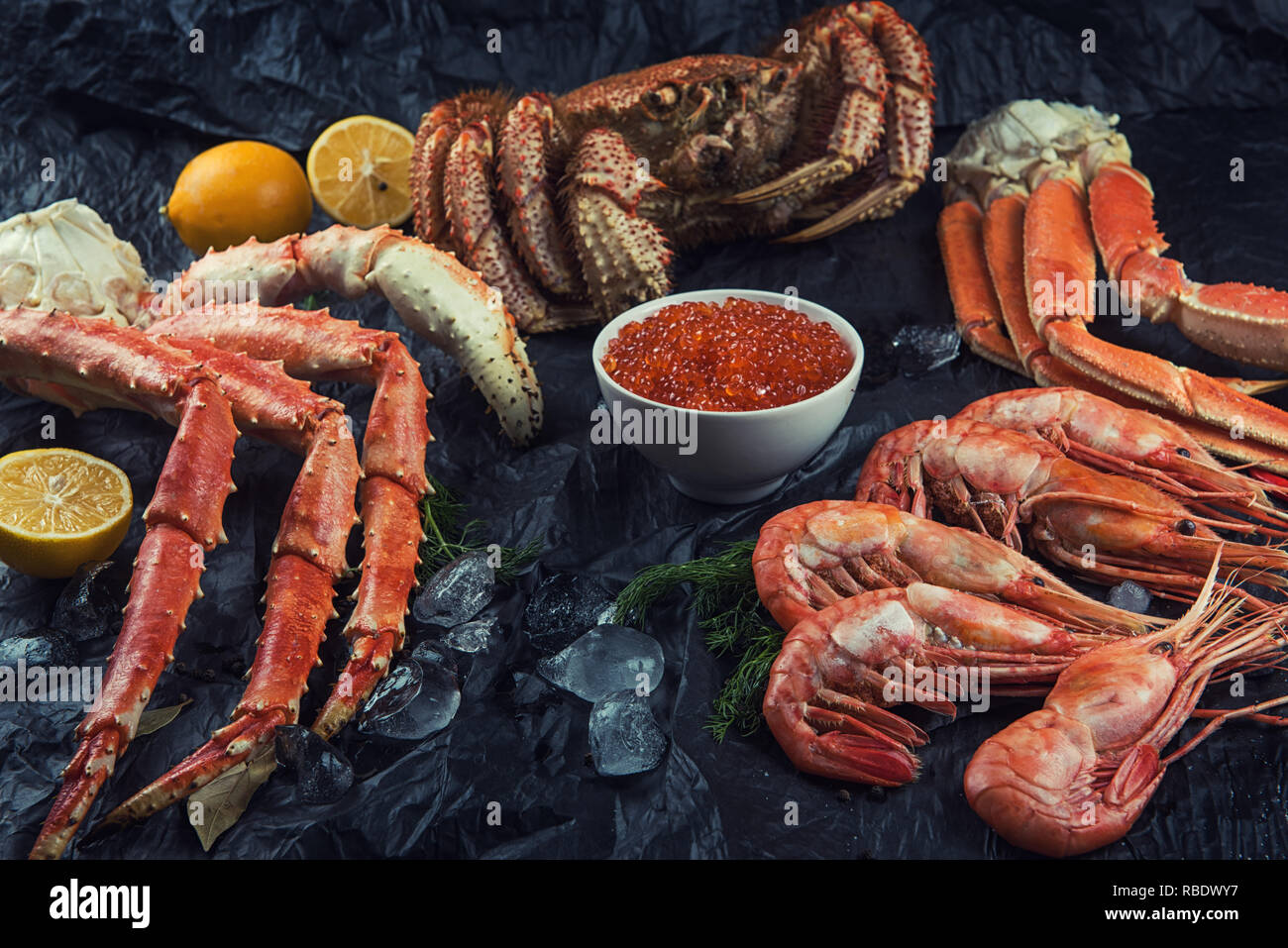 Set of fresh seafood Stock Photo - Alamy