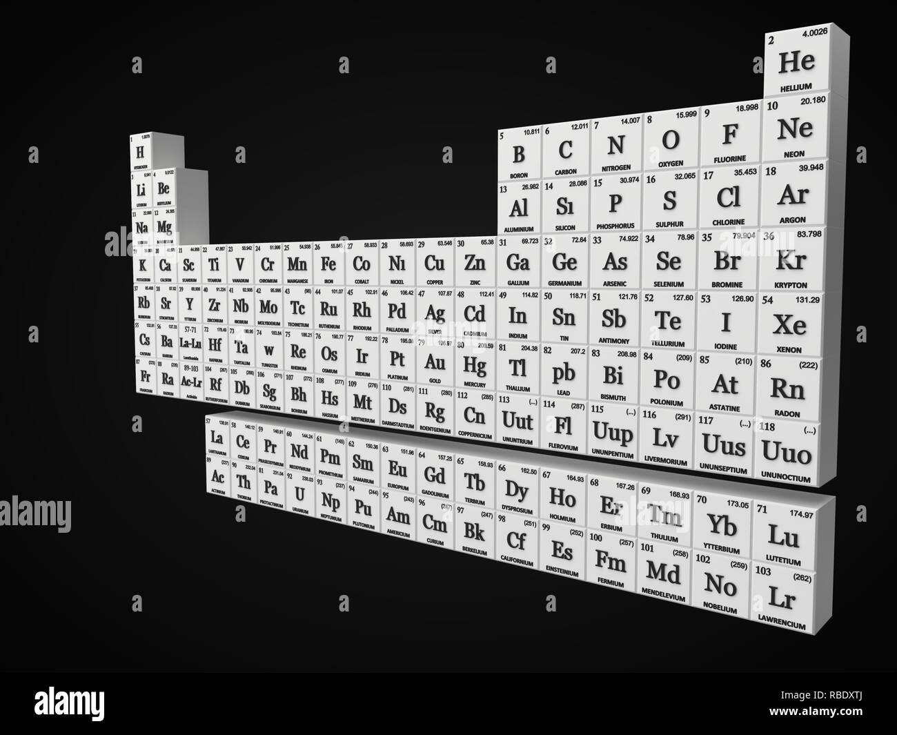 periodic table concept with white cubes. 3d illustration Stock Photo ...