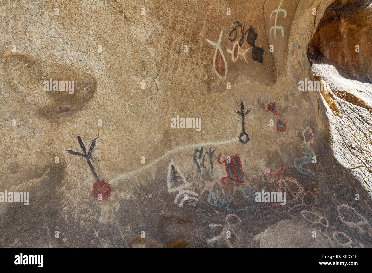 Petroglyphs (some over painted by vandals) in the Barker Dam area of ...