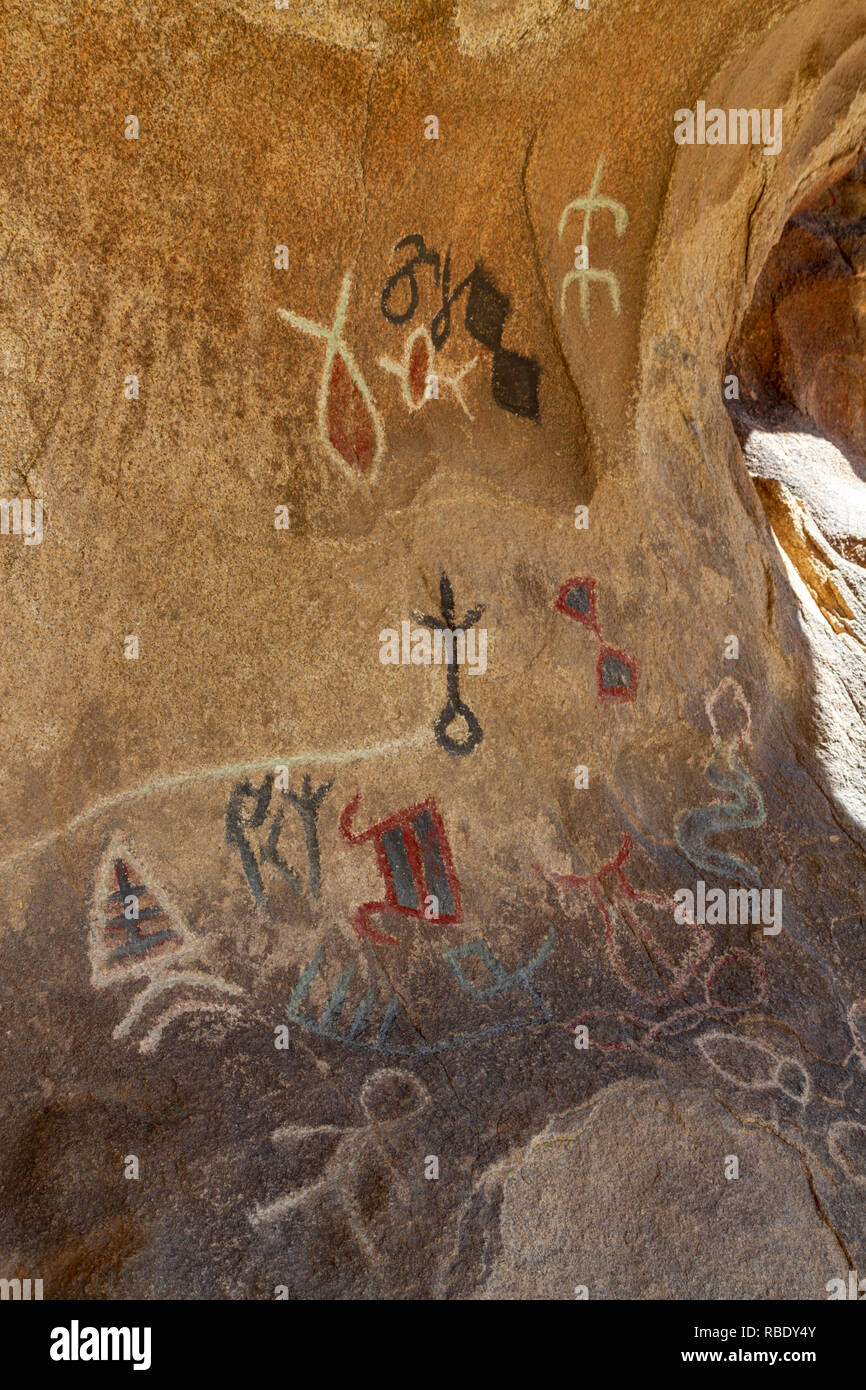 Petroglyphs (some over painted by vandals) in the Barker Dam area of ...