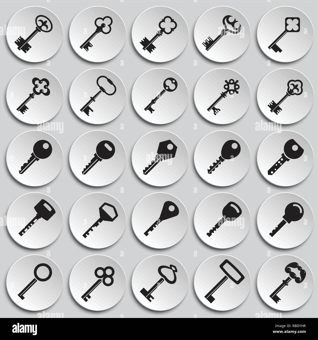 Keys icons set on plates background for graphic and web design, Modern ...