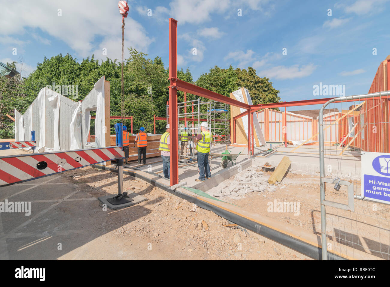 Wood paneling being installed at Maggies Life Centre, Velindre Hospital ...