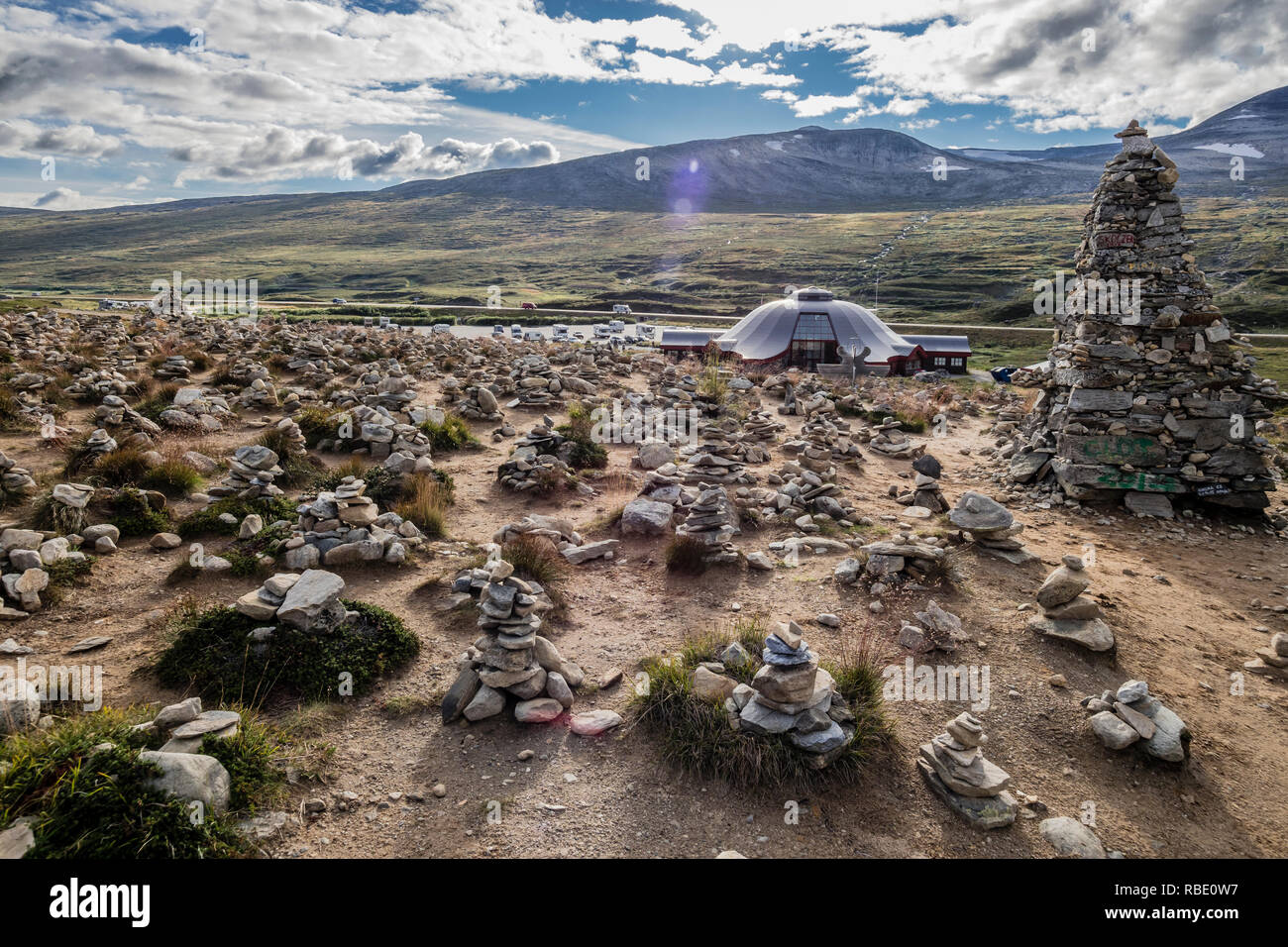 Polar center at the Arctic Circle at road E6, 66.33 degree north ...