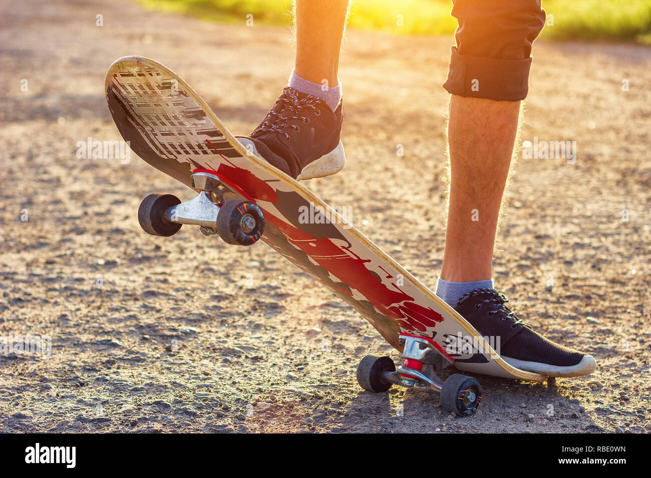 Young guy training skateboarding city hi-res stock photography and ...