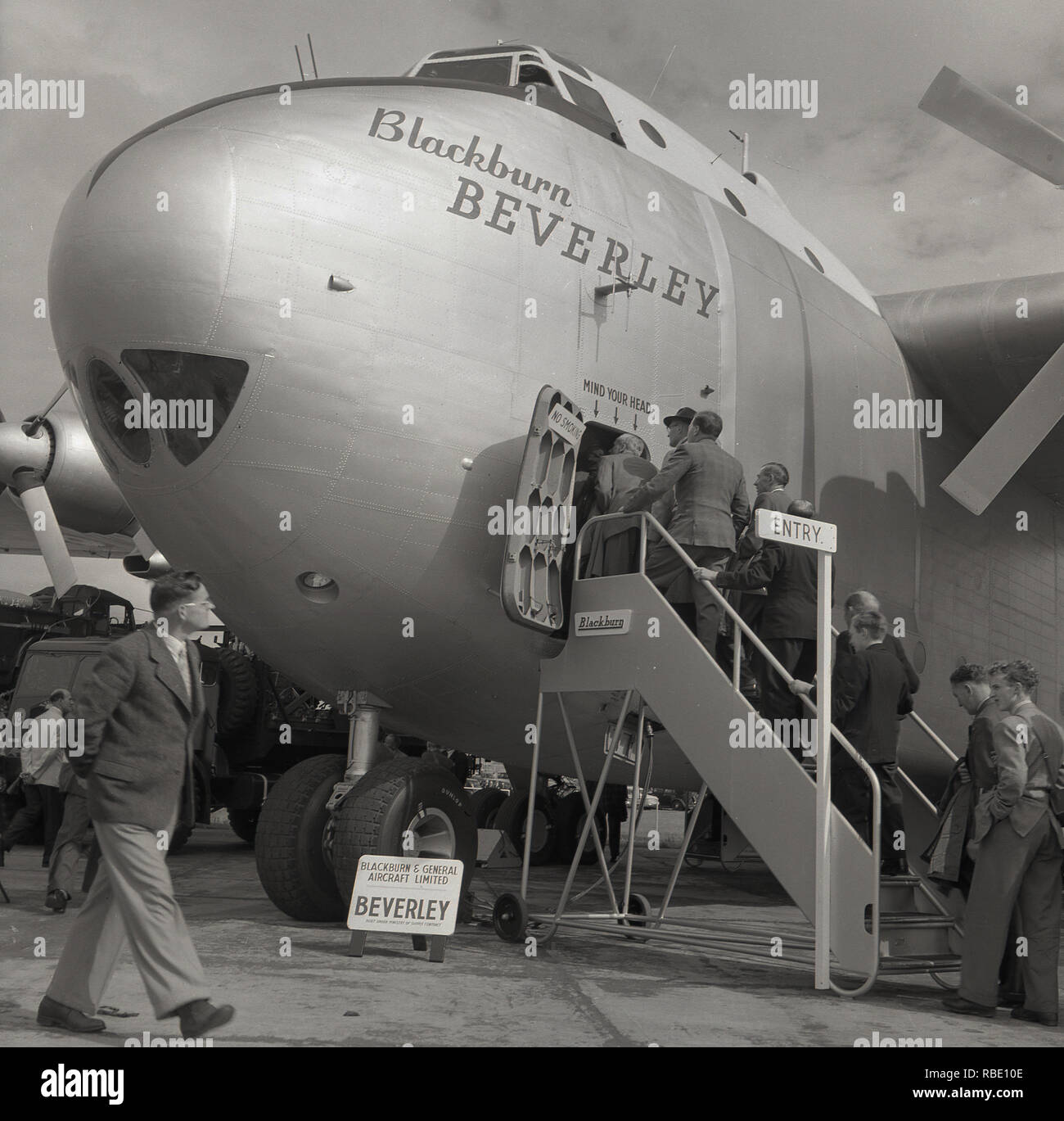 1950s, Historical, Visitors boarding the British made aircraft, the ...