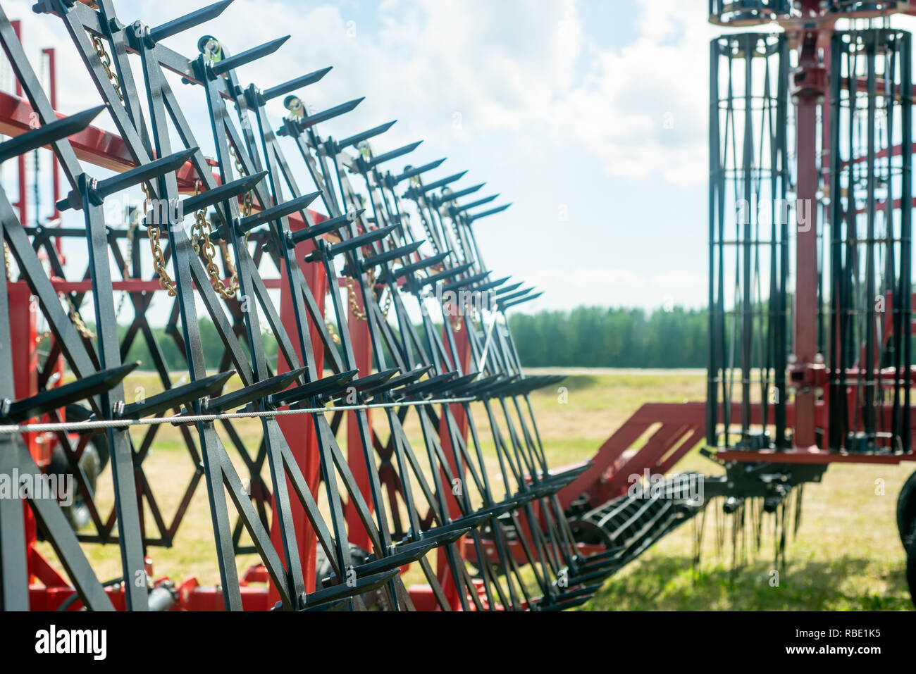 the combine harvesters photographed by a close up Stock Photo - Alamy