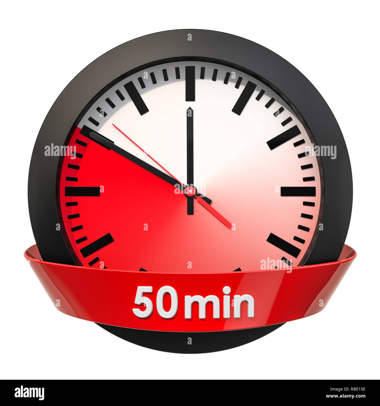 Clock face with 50 minutes timer. 3D rendering isolated on white ...