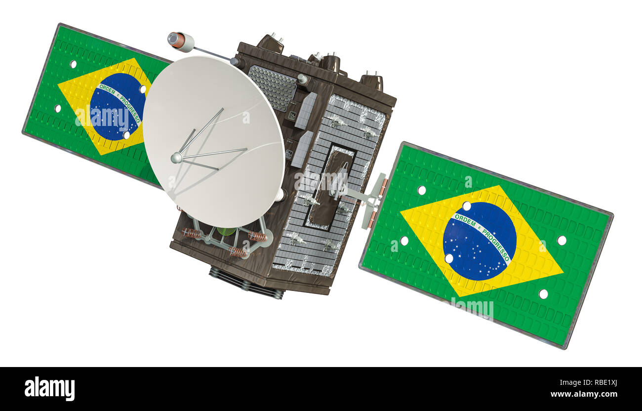 Satellite of Brazil, 3D rendering isolated on white background Stock ...