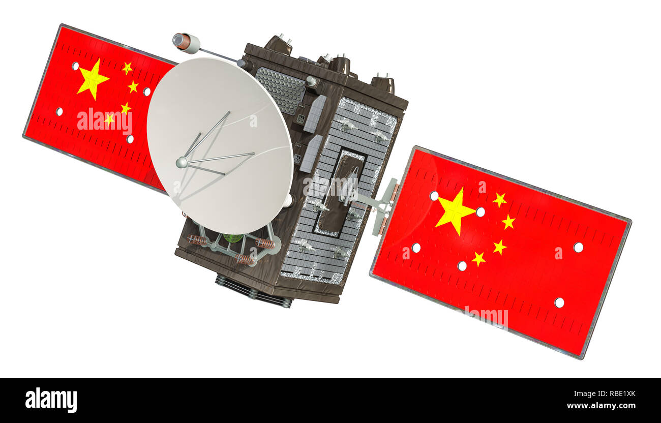 Satellite of China, 3D rendering isolated on white background Stock ...