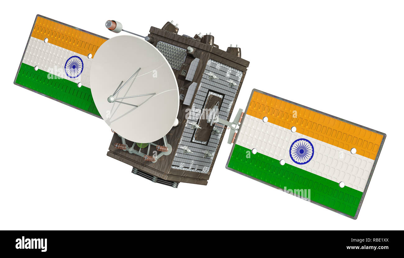Satellite of India, 3D rendering isolated on white background Stock ...
