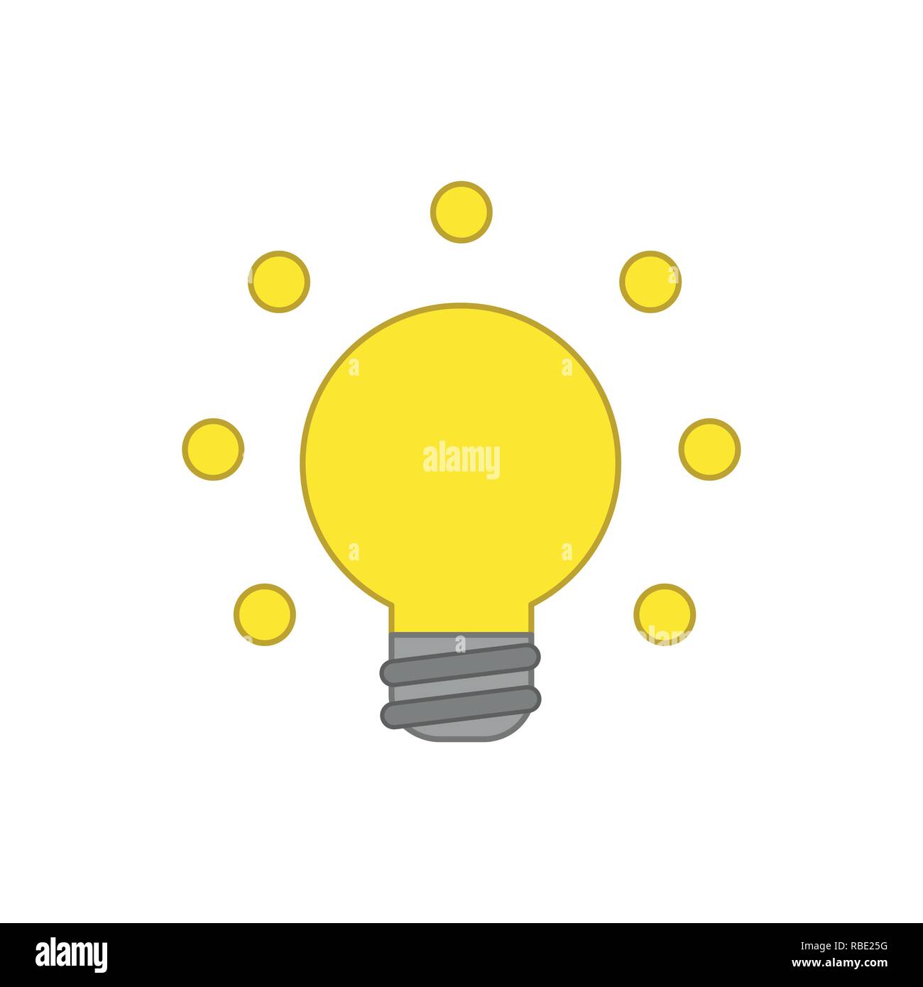Vector illustration icon concept of glowing yellow light bulb. Colored ...