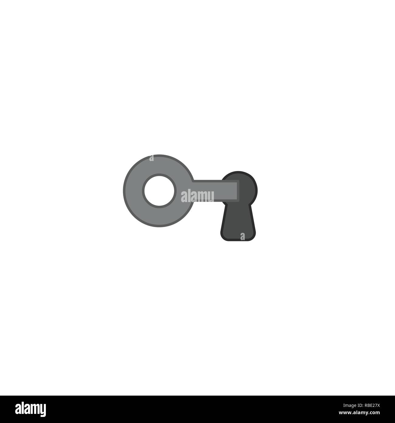 Vector illustration icon concept of key into keyhole, lock or unlock ...