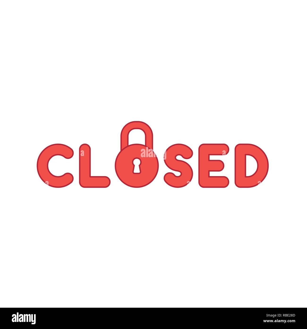 Vector illustration icon concept of closed word with closed padlock ...