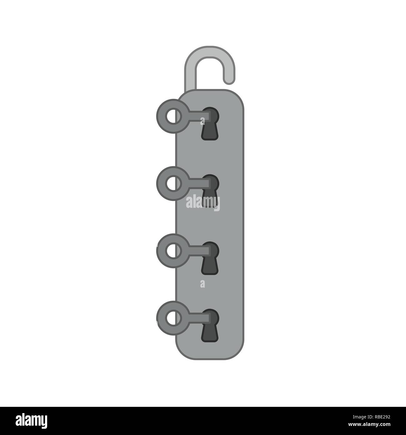Vector illustration icon concept of four keys into four keyholes and ...