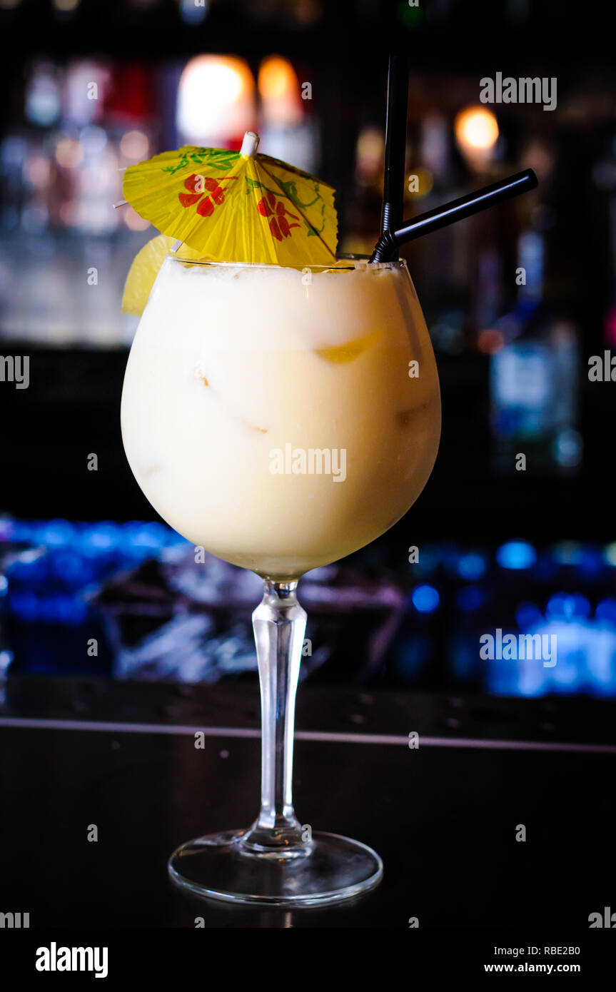 Piña Colada cocktail made with rum, coconut cream and pineapple juice ...