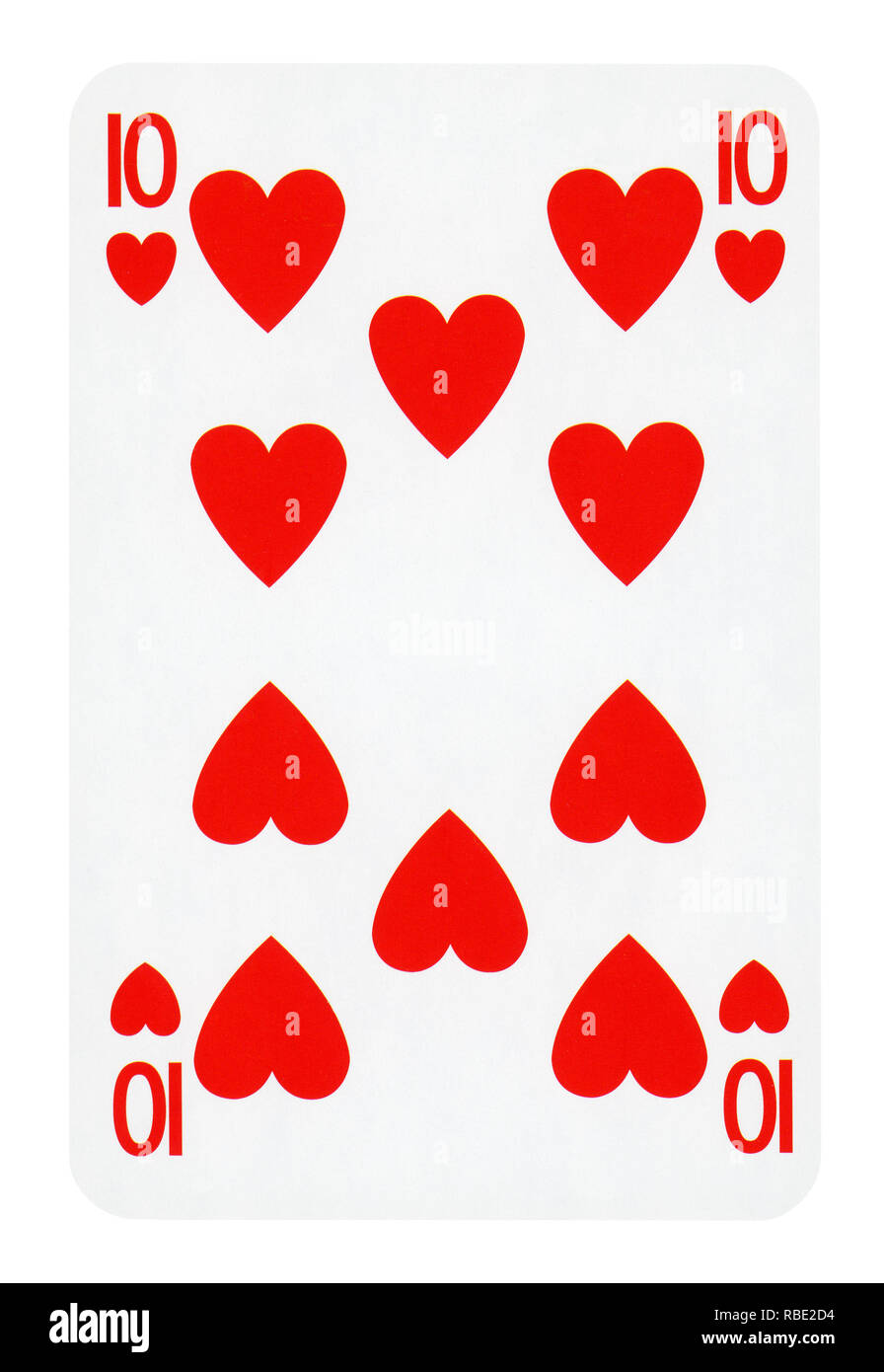 Ten of Hearts playing card - isolated on white (clipping path included ...