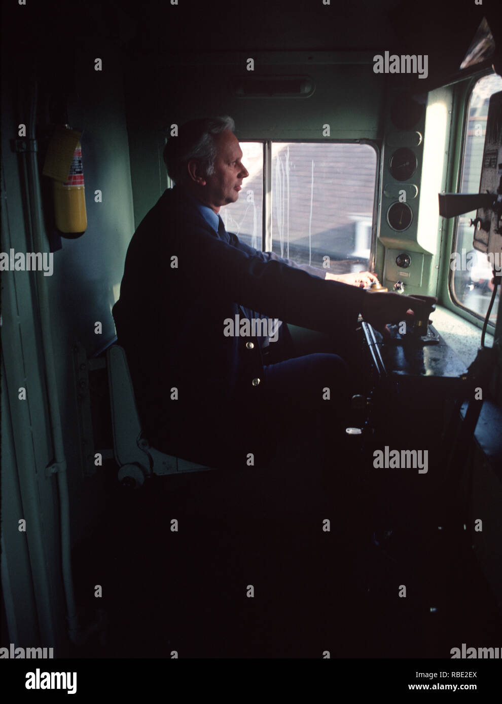 Diesel Multiple Unit driver on the North London Line, 1980s Stock Photo ...