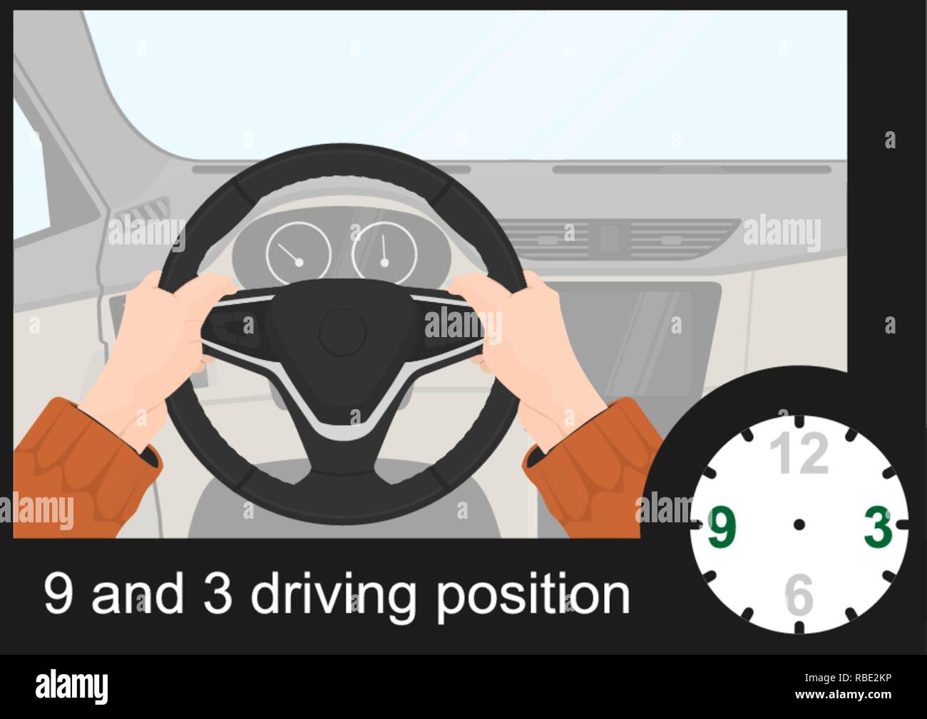 Driver with hands on steering wheel Stock Vector Images - Alamy