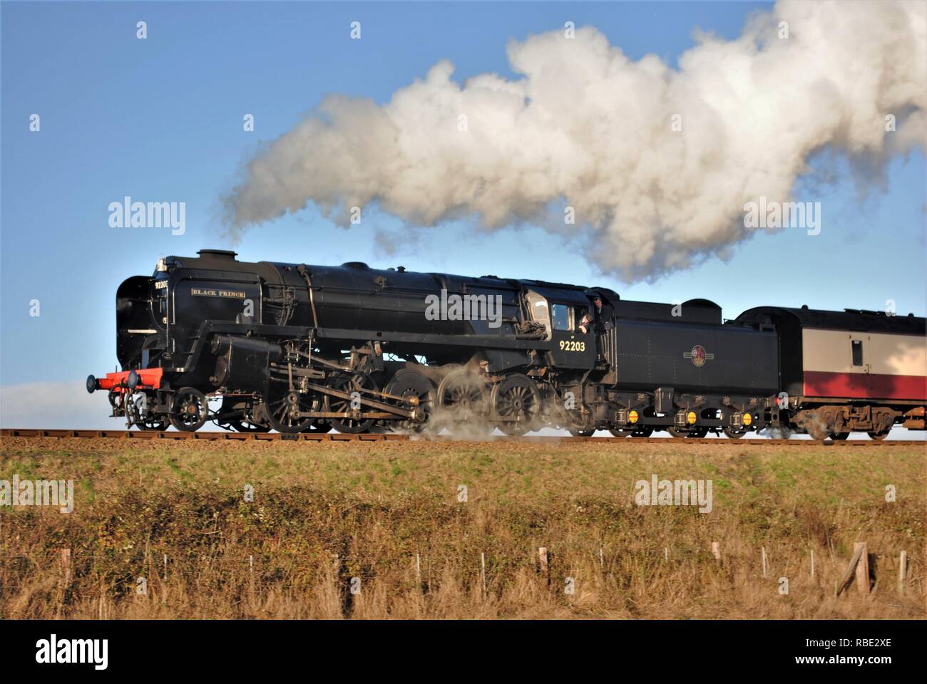 Black prince historic steam train running on the north Norfolk railway ...