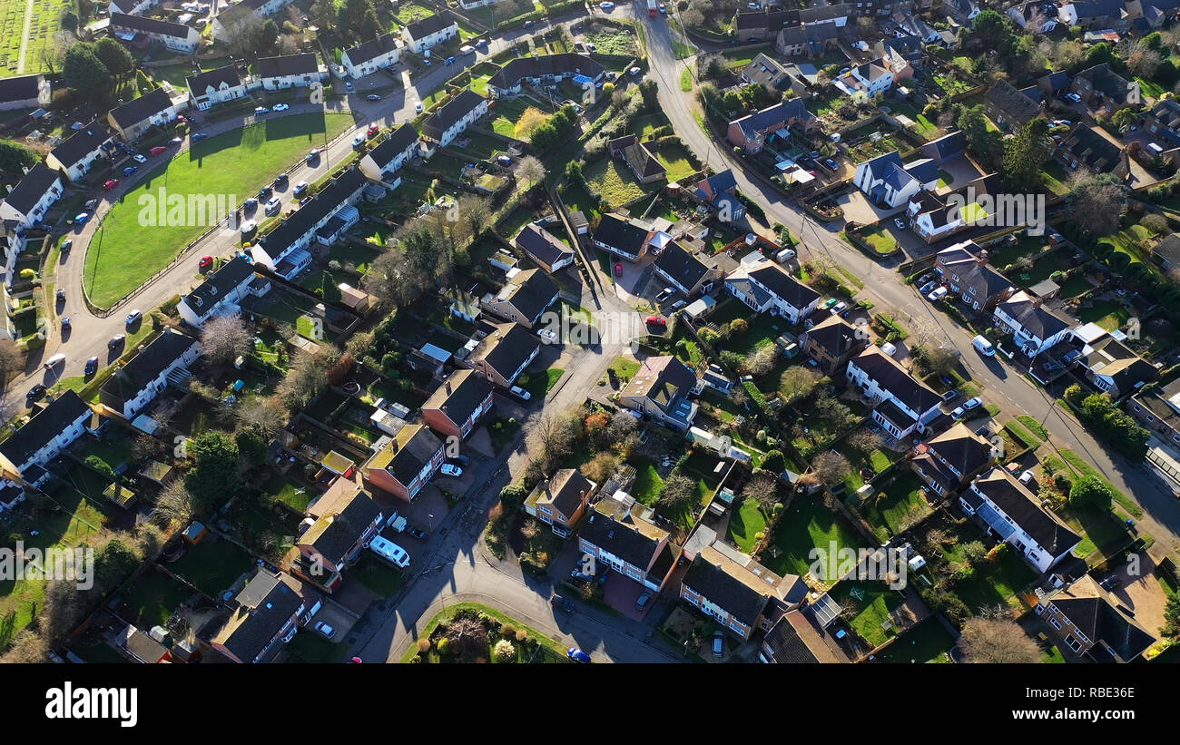 Aerial view of homes in a suburban setting in England Stock Photo - Alamy