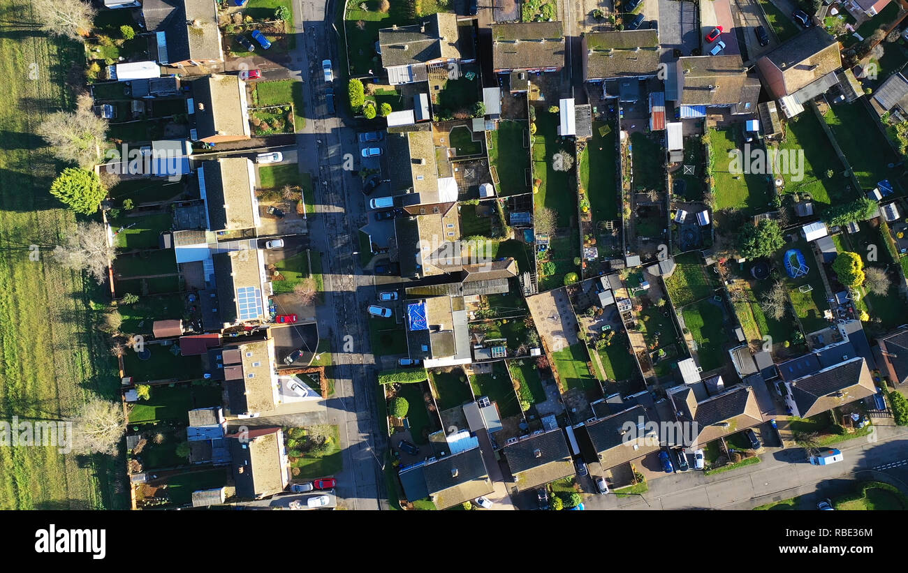 Aerial view of homes in a suburban setting in England Stock Photo - Alamy