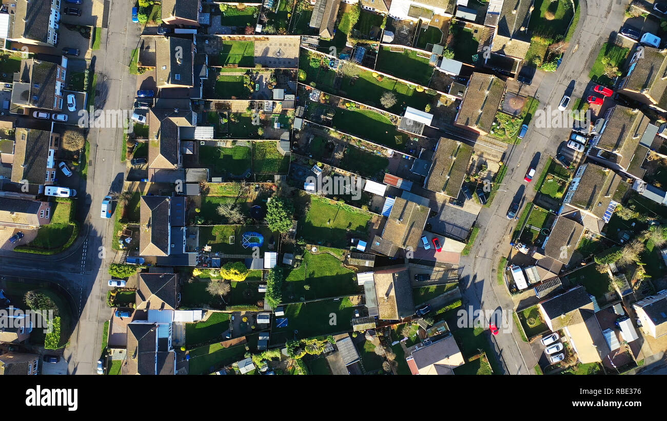 Aerial view of homes in a suburban setting in England Stock Photo - Alamy