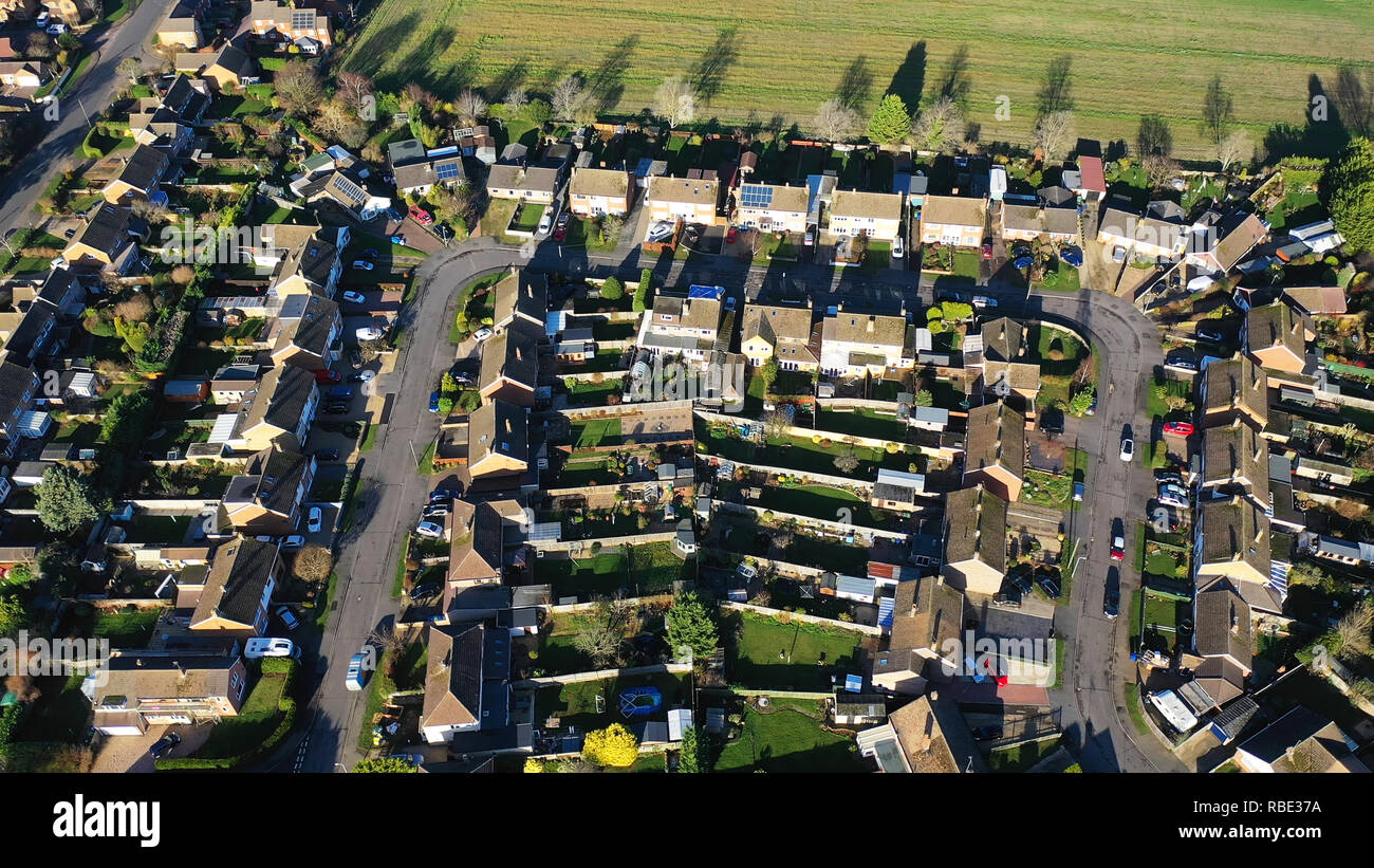 Aerial view of homes in a suburban setting in England Stock Photo - Alamy