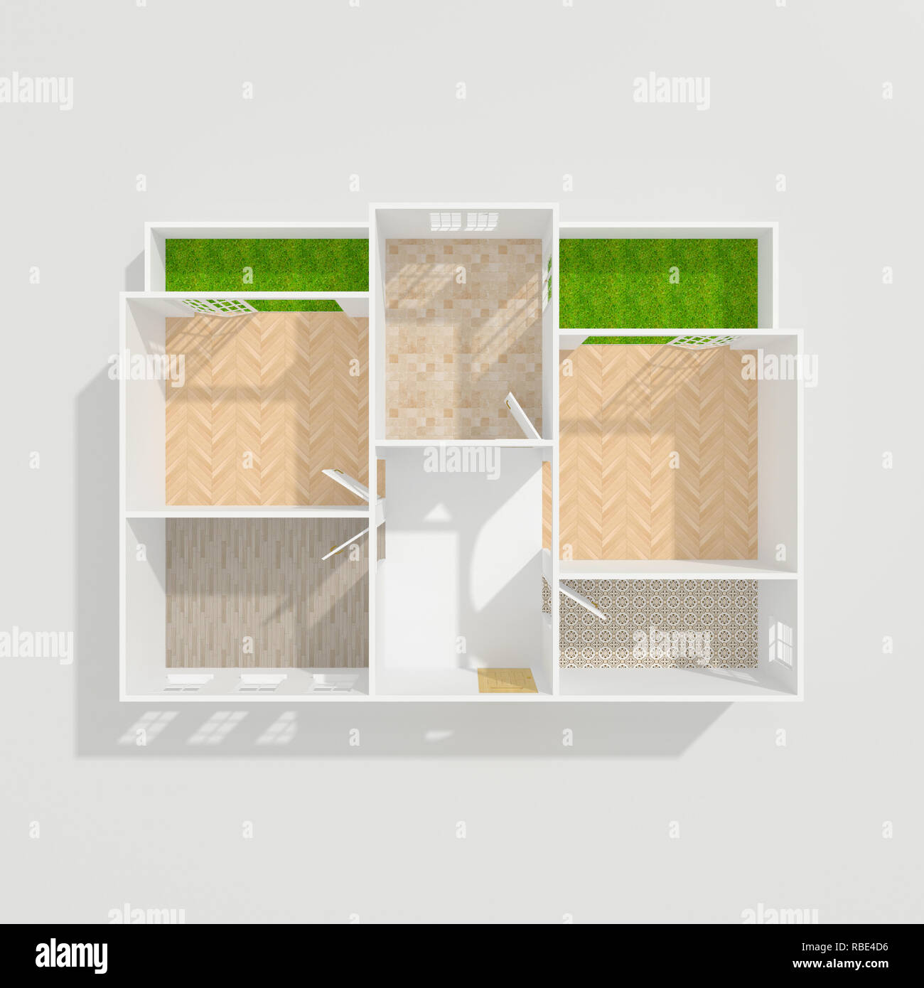 3d interior illustration rendering of empty home apartment Stock Photo ...